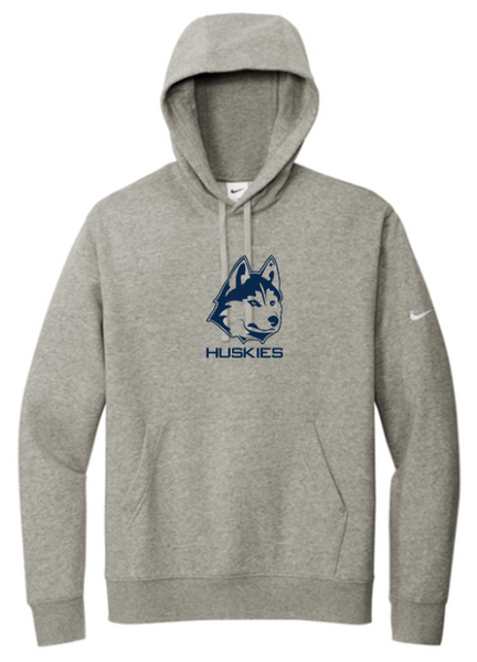 Nike Club Fleece Sleeve Swoosh Pullover Hoodie - Dark Grey Heather ...